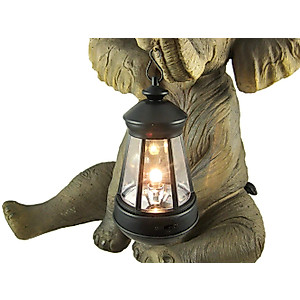 Things2Die4 Enchanting African Elephant Statue with Lantern- Adorable Porch and Garden Decor - 13.5 Inches High - Hand-Painted Outdoor Sculpture for Nature Lovers