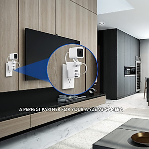 Wasserstein AC Outlet Wall Mount Compatible with Wyze Cam V3 - Reliable Mounting Alternative for Your Cameras (White)