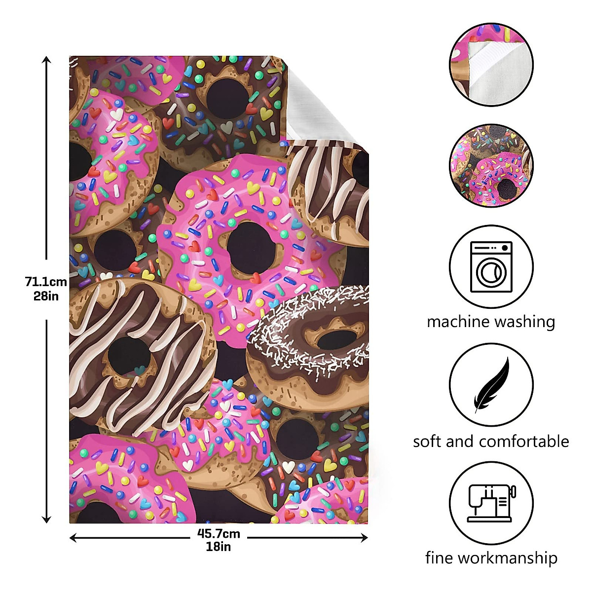 Tarity Yummy Donuts Kitchen Towels Set of 4 Pack Soft and Absorbent Dish Towels 28x18 in Large Cleaning Cloth Hand Towels with Hanging Loop Polyester Tea Towels Dish Rags for Drying Dishes