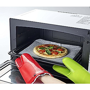 Mastrad Red Oven Mitt Gloves, Heat Resistant, Dishwasher Safe, Waterproof, Non-Slip with Cotton Linings, Baking - F82315