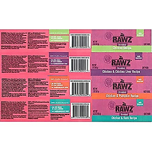 Rawz Natural Premium Canned Cat Wet Food Shredded -12 Pack Chicken Variety Bundle - 4 Flavors - (Chicken & Duck, Chicken & Liver, Chicken & Pumpkin, Chicken) with Hotspot Pets Food Bowl - (3oz Cans)