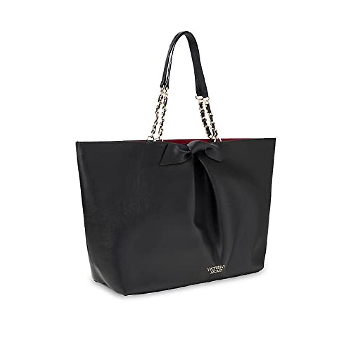 Victoria's Secret Black Bow Chain Strap Weekender Tote Bag