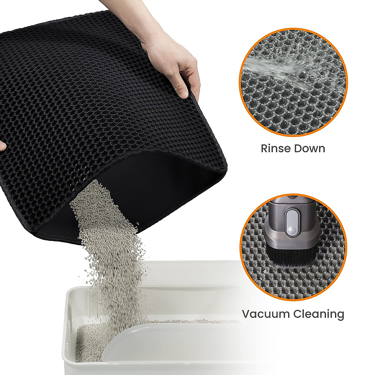 Conlun Cat Litter Mat Kitty Litter Trapping Mat 25” x15” Honeycomb Double Layer, Urine Waterproof, Easier to Clean, Litter Box Mat Scatter Control, Less Waste, Soft on Paws, Non-Slip