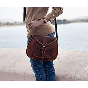Firu-Handmade Women Leather Crossbody Bag for Women Satchel Ladies Purse Genuine Saddle Bag Leather Purses for Women Crossbody Bag Vintage Handmade Travel