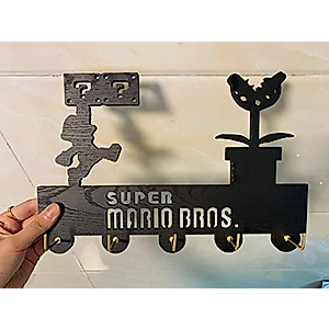 Super Mario Key Hooks-Unque Game Theme Decor Wall Hooks Heavy Duty 20LB(Max),Wall Décor,Wood Coat Hooks, Key Holder,Key Hanger for Wall、Entryway and Kitchen