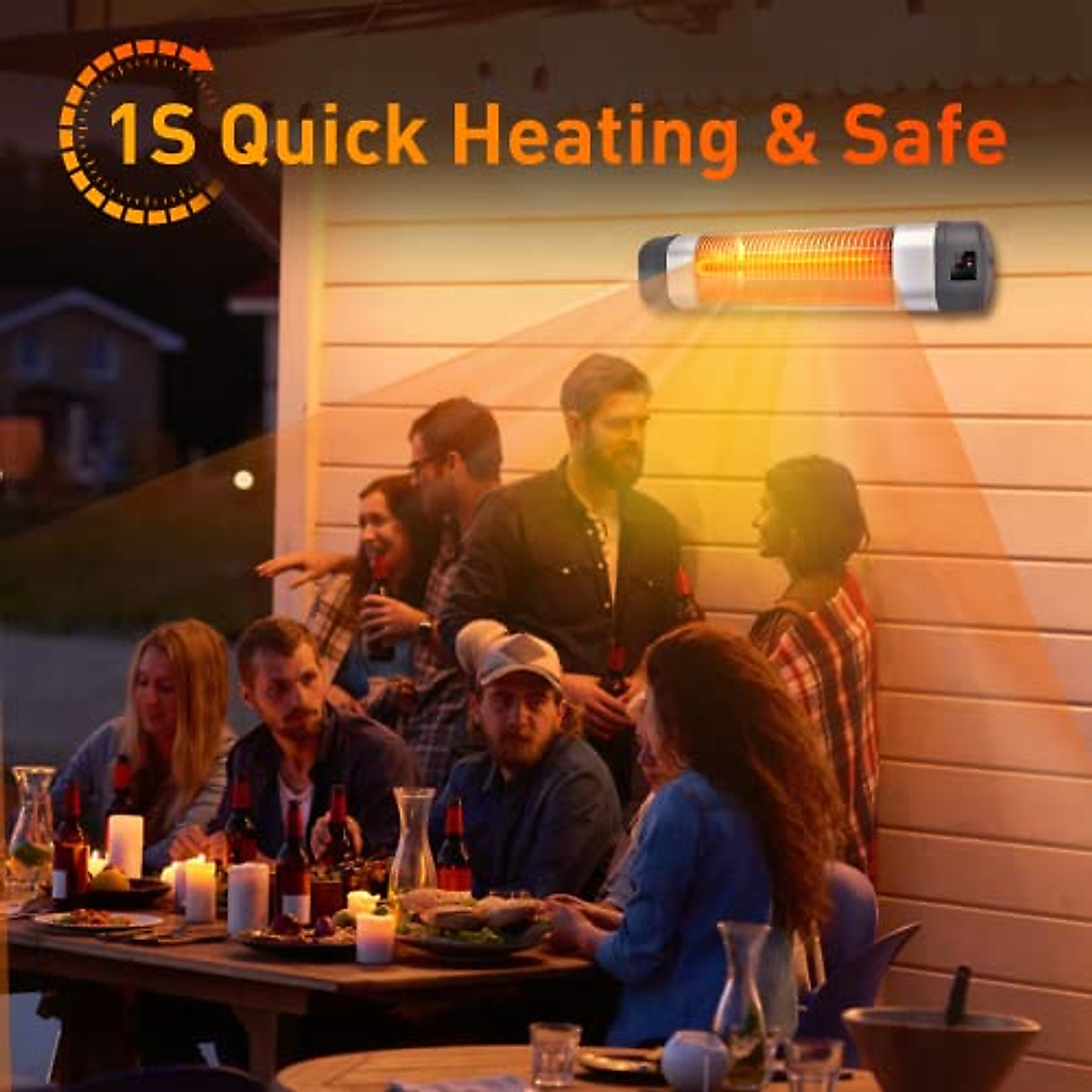 Wall Mounted Electric Heater, 1500W Hanging Space Heater w/Remote, Timer&1s Fast Heat, Overheat Protection, Super Quiet Waterproof Outdoor Patio Heater, Garage Heaters for Indoor Use