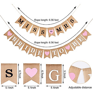 2 Pieces Bride to Be Banner Bride Sign Burlap Banner Bridal Shower Decorations Rustic Bunting Garland for Party Decorations Supplies (Pink)