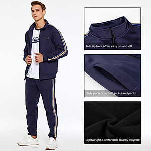 AOTORR Men's Sports Tracksuit Athletic Full Zip Casual Sweat Suits Jogging Gym Sweatsuit White XL