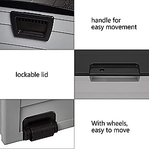 75Gallon Waterproof Outdoor Deck Box, 260L Plastic Outdoor Storage Box, Lockable Outdoor Storage Container Furniture Tools Storage Bench for Patio, Pool, Garden, Garage (Black)