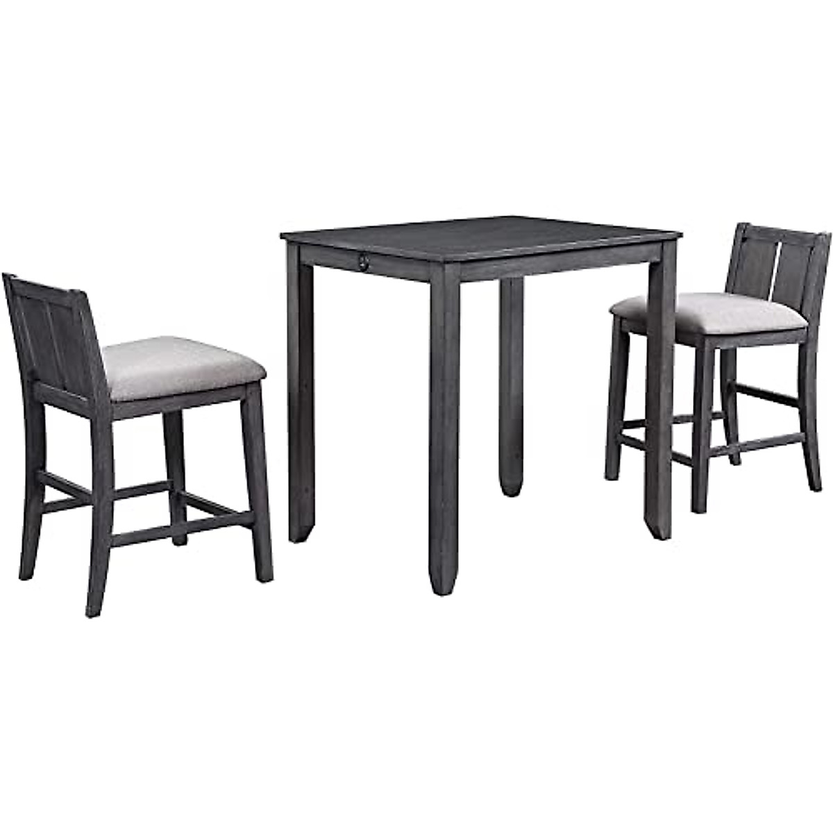 New Classic Furniture Heston Storage Counter Table Set with Two Chairs, 36-Inch, Gray