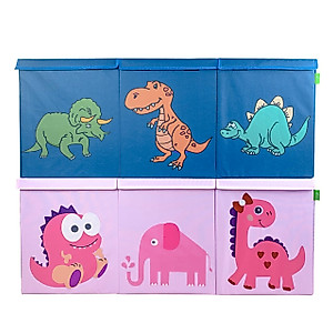 Ethiques Blue(Custom Dinosaur)Collapsible Large toy chest,40X16X14,Storage compartments with Lids
