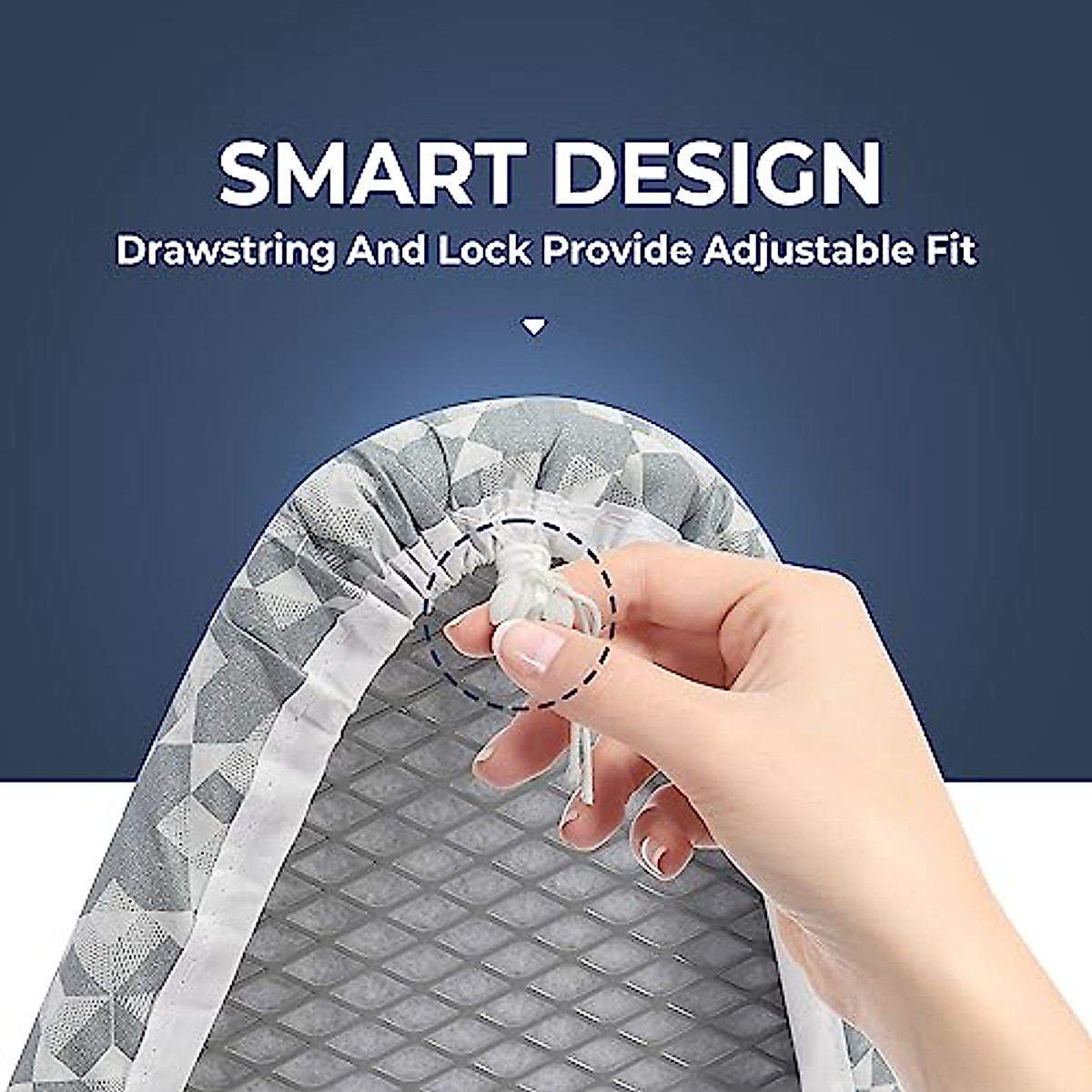 STO STO Ironing Board 45" x 14" with Iron Holder, Adjustable Height 29" to 36", Full Size Foldable Iron Board with Silver Coated Cotton Removable Cover, Sturdy Steel Frame and Legs, Grayish Blue Plaid