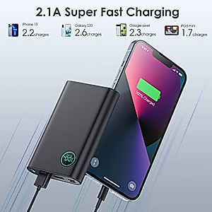 Portable Charger 10800mAh, Smallest LED Display Power Bank, Dual Output USB C Input High-speed Charging Battery Pack with Flashlight Compatible with iPhone 13 12 11 Pro Max X Samsung Galaxy iPad