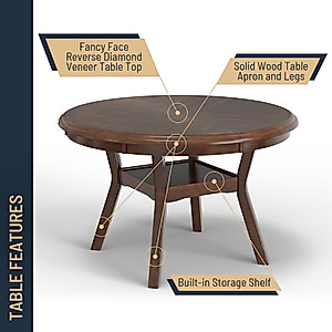 New Classic Furniture Gia 5-Piece Round Dining Set with 1 Dining Table and 4 Chairs, 47-Inch, Cherry