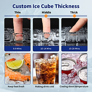 Commercail Ice Maker 130Lbs/24H with 35Lbs Ice Capacity,Upgraded 15" Wide Under Counter Ice Machine 45Pcs Ice Cubes, Commercial Ice Machine Self Clean Stainless Steel Built-in or Freestanding