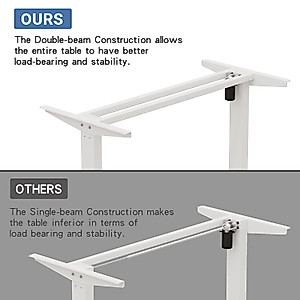 Jceet Adjustable Height Electric Standing Desk - 55 x 30 Inch Sit Stand Computer Desk with Splice Board, Stand Up Desk Table for Home Office, White Frame/Oak Top(with Radian)