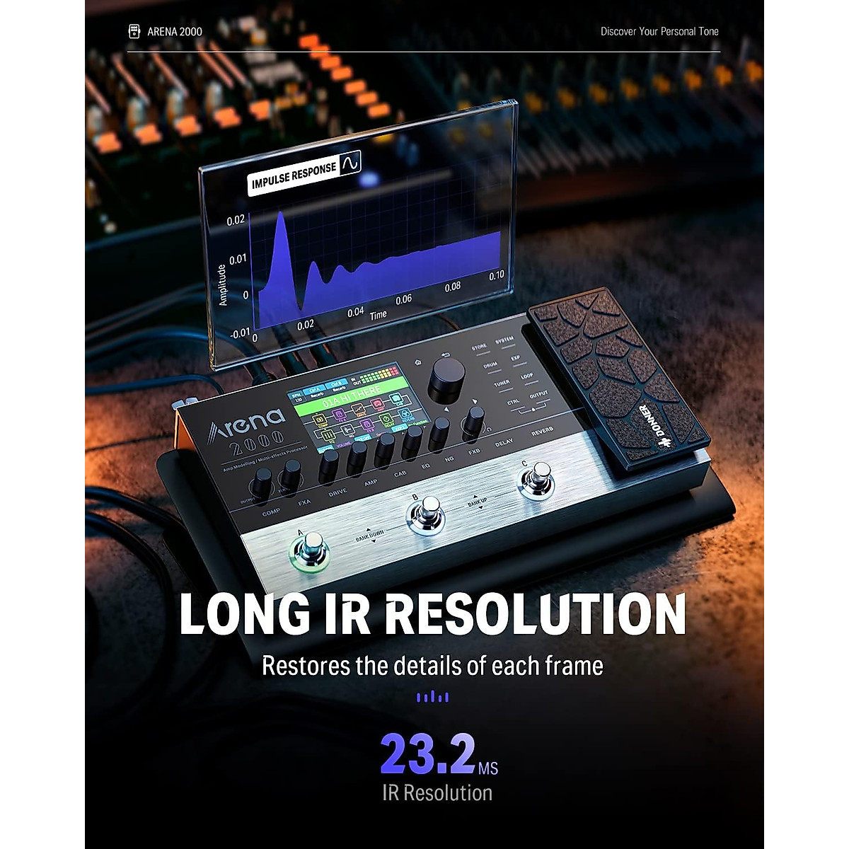 Donner Arena 2000 Guitar Multi-Effects Pedal with 278 Effects, 100 IRs, Looper, Drum Machine, Amp Modeling, XLR and MIDI Support