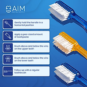 AIM DENTAL SUPPLY Toothbrush for Braces, Soft Head Braces Toothbrush, V Trimmed Design 2-Pack | Quick Orthodontic Cleaning | Deep Clean Braces at Home (Pack of 2)