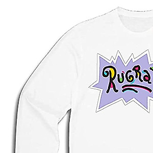Nickelodeon Mens Long Sleeve Shirt - #TBT Mens 1990's Clothing - Rugrats, Hey Arnold, Ren and Stimpy (White, X-Large)