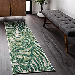 nuLOOM Cali Floral 2x6 Runner Rug for Living Room Bedroom Dining Room Entryway Hallway Kitchen, Green/Ivory