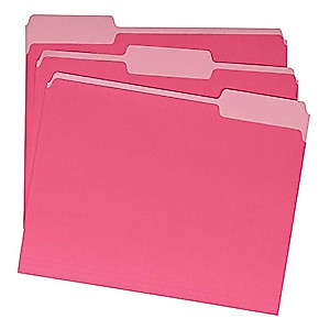 Amazon Basics File Folders, Letter Size, 1/3 Cut Tab, Pink, 36-Pack