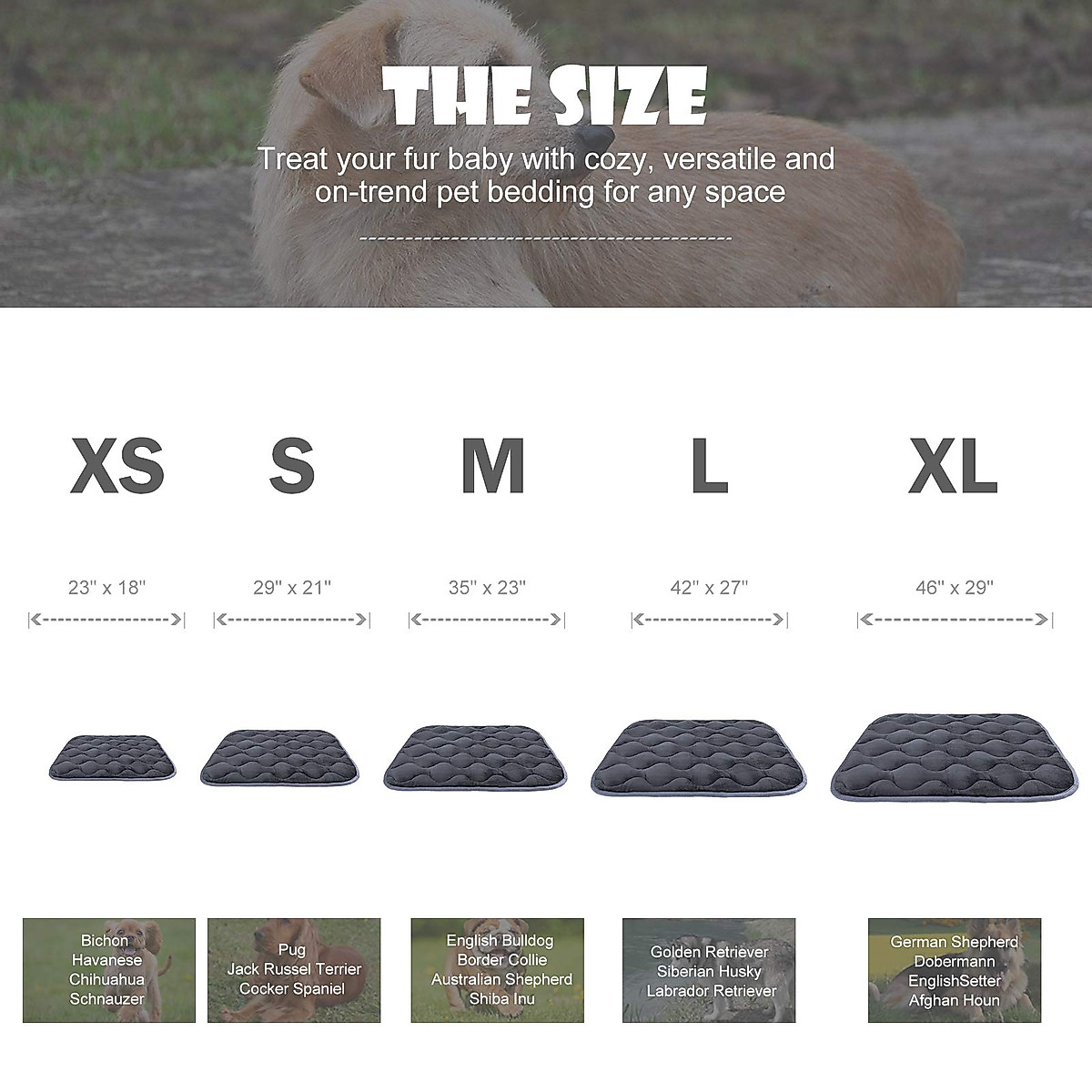 AIPERRO Fluffy Dog Beds for Small Dogs Crate Cushion Mat Machine Washable Anti-Slip Pets Sleeping Pads for Small Medium Large Dogs and Cats, 23 x 18 Inch