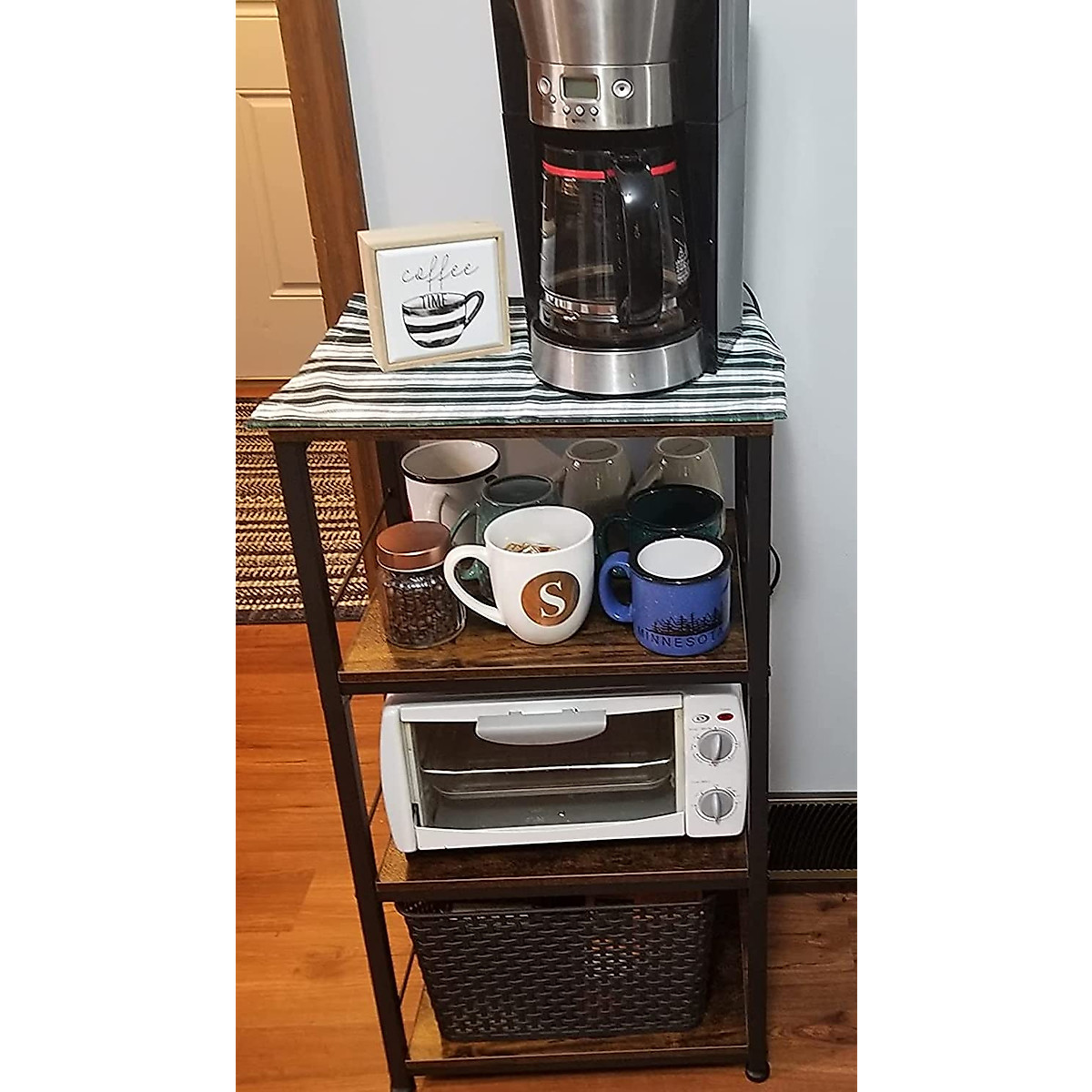 Steel Utility Cart Collapsible Rolling Cart Bar Serving Cart for Kitchen Bathroom Bedroom,Space Saving