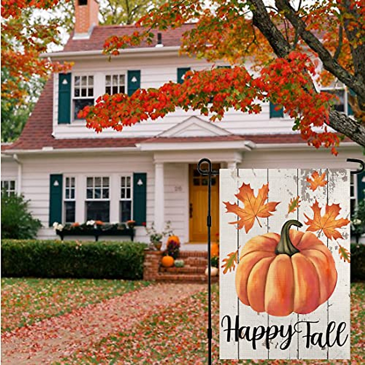 Happy Fall Garden Flag 12×18 Inch Double Sided Vertical Thanksgiving Yard Autumn Pumpkin Outdoor Decor DF076
