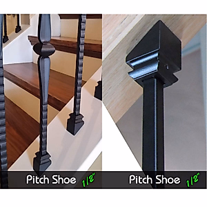 Iron Railing Stairs Slant/Angled/Pitch Baluster Shoe for 1/2" Scroll Basket Twist Knuckle Iron Spindles Shoe Stair Parts (Real Satin Black not Matte)
