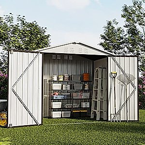 TOLEAD Metal Outdoor Storage Shed 6' x 4', Outside Storage House with Triangular Roof & Lockable Door, Steel Utility Tool Shed for Backyard Garden Patio Lawn, Dark Grey
