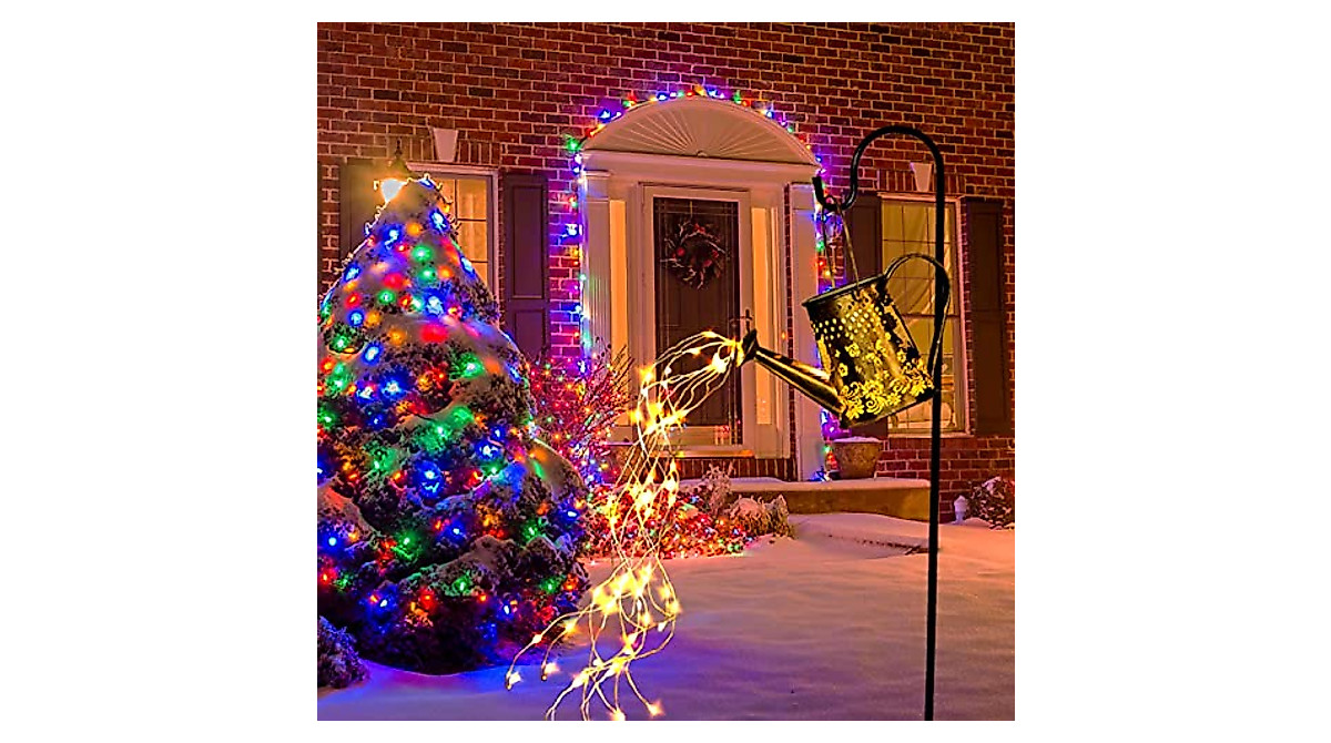 EDOF Solar Llights Outdoor Decor Garden Gift,Solar Watering Can with Cascading Lights Hanging ...
