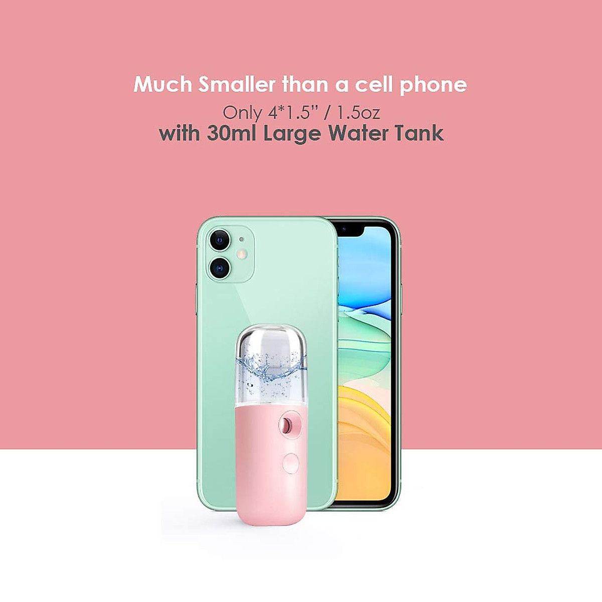 GIVERARE Nano Facial Steamer, Handy Mini Mister, USB Rechargeable Mist Sprayer, 30ml Visual Water Tank Moisturizing&Hydrating for Face, Daily Makeup, Skin Care, Eyelash Extensions-Pink