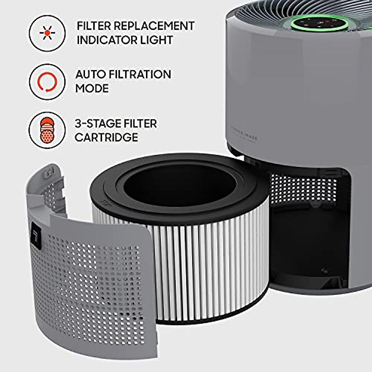 Sharper Image PURIFY 9 Whole Room Air Cleaner with True HEPA Filtration, Activated Carbon Filter, Visual Air Quality Indicator, for Home, Bedroom and Office
