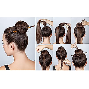 WILLBOND 10 Pieces Acetate Hair Sticks Hair Chopsticks Styling Vintage Leopard Print Tortoise Shell Hairpin Chopsticks Hairpins Disk with Flannelette Bag for Women(Vibrant Pattern)