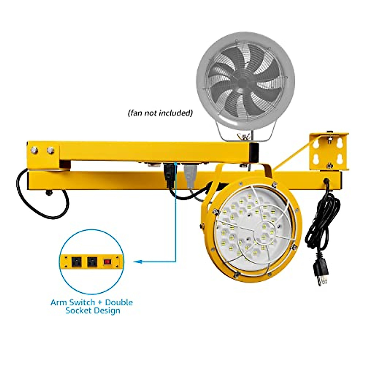 LEONLITE LED Loading Dock Light 50W, 45 Inch Double Swing Arm Dock Light, 360° Rotatable Light Head, 5700K IP65 Folding Double Arm Dock Lights for Trailers, Docks, Warehouses, Container, ETL Listed