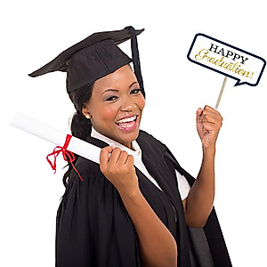 2024 Graduation Photo Booth Props, Blue Black Red Gold Graduation Decorations for Graduation Party Supplies, Upgraded Version with Long Stick, 2024 Grad Party Pose Sign-32Pcs