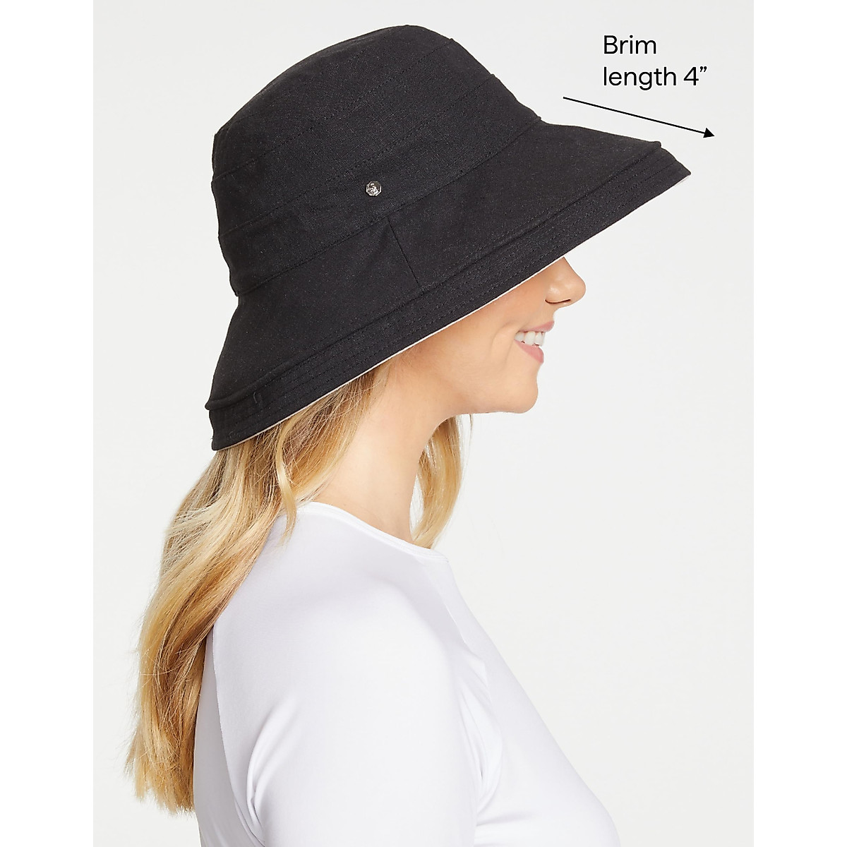 Solbari Holiday Sun Hat - UPF50+ Reversible, Foldable & Packable UV Sun Protection Hat with Full Coverage Brim and Adjustable Drawcord, Black/Beige, Small-Medium