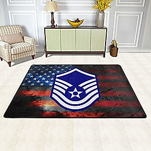 Air Force Master Sergeant 1st SGT Diamond Rank Area Rug Living Room Bedroom Kitchen Sofa Bedside Carpet Floor Mats 36"X24"