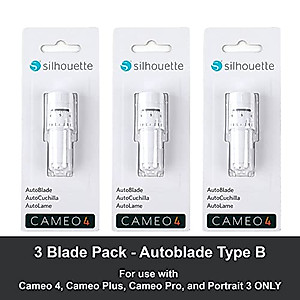 Silhouette AutoBlade - Pack of 3 Blades for Use with Cameo 4 with 50 Designs