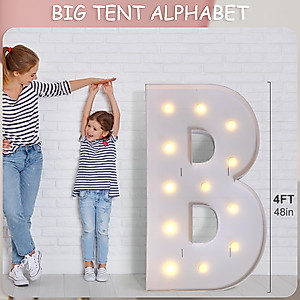 YOSWPP 4FT Large Marquee Light Up Letters Numbers Giant Mosaic Balloon Frame,Wedding Anniversary Baby Shower Gender Reveal Decorations (B, 4FT)