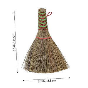 GANAZONO 4 pcs Small Broom Desk Cleaning Brush Mini Straw Broom Halloween Witch Broom Mini Halloween Broom Whisk Broom Hand Broom Table Broom The Witch Doll House Miscanthus Flower Office