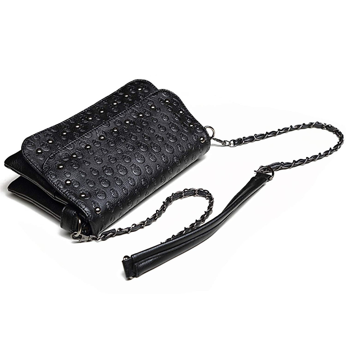 Freie Liebe Women Classic Black Skull Cross Body Bag Vintage Clutch Purse Shoulder Bag