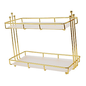 FTVOGUE Makeup Shelf Organizer, 2 Tier Bathroom Countertop Organizer with Vanity Tray Bathroom Trays forCounter, Storage for Cosmetics, Skincare, Perfume (S)