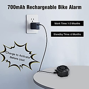 NineLeaf Anti-Theft Bike Alarm with Mount, USB C Rechargeable 110dB Burglar Vibration Motorcycle Bicycle Alarm Security System Waterproof Cycle Mobility Scooter Alarm with Remote
