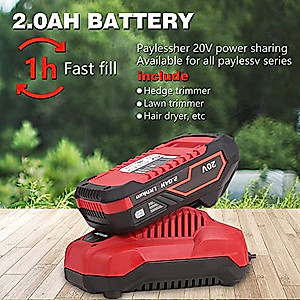 Cordless Hedge Trimmer, 20V Bush Trimmer 20-Inch Dual-Action Blades 5.5-lb Lightweight & Powerful Battery and Fast Charger