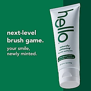 Hello Naturally Whitening Fluoride Toothpaste, Farm Grown Mint, Vegan, SLS Free, Gluten Free, Peroxide Free, 4.7 Ounce (Pack of 4)