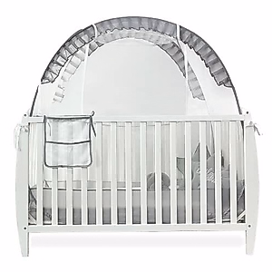 Baby Safety Crib Tent - Premium Toddler Crib Topper to Keep Baby from Climbing Out - See Through Mesh Crib Net - Mosquito Net - Pop-Up Crib Tent Canopy to Keep Infant in
