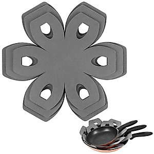 BYKITCHEN Pot and Pan Protectors, Set of 6 and 3 Different Sizes, Felt Pot Separators Protectors, Gray Pan Savers Dividers for Stacking and Protecting Your Cookware