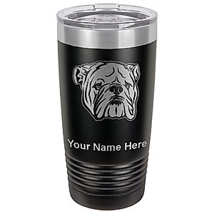 LaserGram 20oz Vacuum Insulated Tumbler Mug, Bulldog, Personalized Engraving Included (Black)