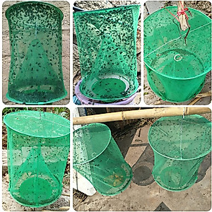 2/8 Set Ranch Fly 𝐓𝐫ap - Reusable Fly 𝐓𝐫ap with 𝐁𝐚it Tray Upgraded Fly 𝐂𝐚𝐭cher Cage Effective Fly Bag for Indoor Outdoor Hanging Family Farms,Stable,Garden,Orchard,Park,Restaurants (2Set)